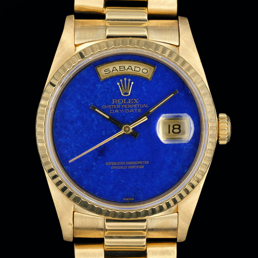 Rolex Day-Date 18238 Double Quick-Set Lapis Lazuli from 1999 Stone Dial ...